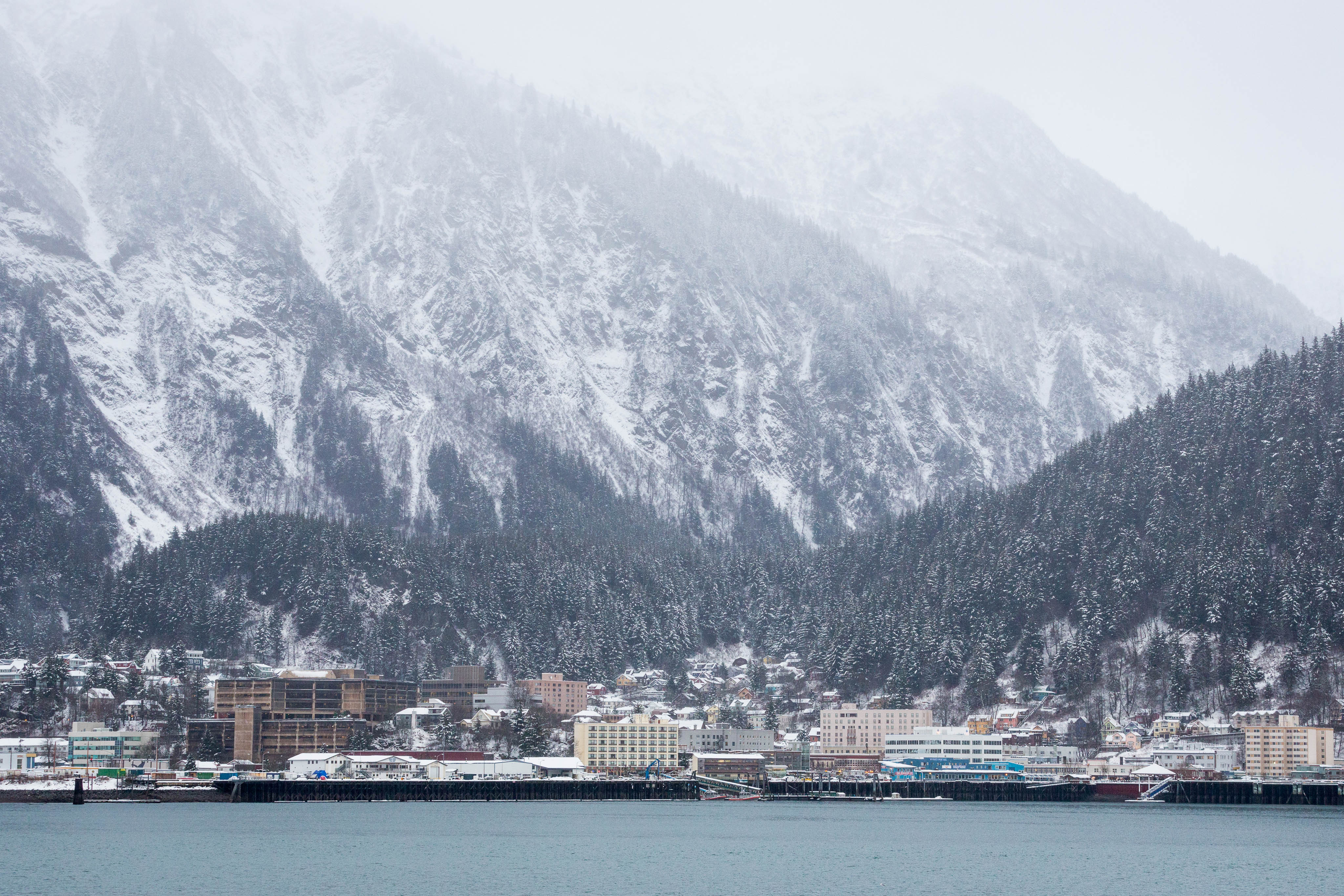 Juneau Alaska Winter Eine Welt Geht Unter: Beschleunigte